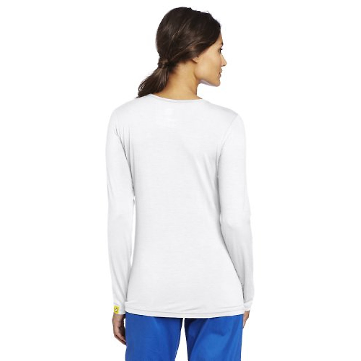 WonderWink Layers Women’s Silky Long Sleeve Tee — White, Medium