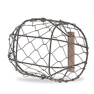 The Lucky Clover Trading Small Oblong Wire Mesh Fixed Handle Basket, Brown