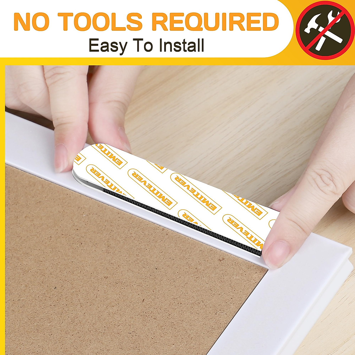 EMITEVER Picture Hanging Strips Heavy Duty, Damage Free Hanging Picture Hangers for Walls, Picture Hanging Kit, Hanging Hooks Without Nails, Black Adhesive Poster Wall Strips 20-Pairs (40 Strips)