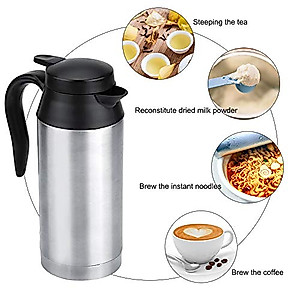 750ml Heated Travel Mug- Stainless Steel Car Water Heating Cup Car Cigarette Lighter DC12V Boiling Water Cup