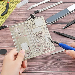 Worldity 22 Pieces Metal DIY Model Tool Sets Metal Earth Model Kits, 2 Nose Pliers and Tab Edge Cylinder Cone Shape Bending Assist Tools for 3D Metal Jigsaw Puzzles Assembly
