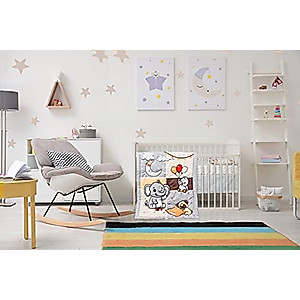 Orange Infinity 4 Piece Dreamland Crib Bedding Sets for Boys and Girls for Standard Size Crib | Nursery Baby Bedding Set of Crib Fitted Sheet, Crib Quilt, Dust Ruffle & Pillow Case, Grey