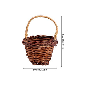 20pcs Decorative Mini Flower Basket Wedding Candy Basket Wood Woven Basket Fruit Picnic Food Basket for Wedding Party Favors Kitchen Light Yellow