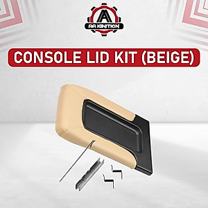 Center Console Lid Replacement Kit Beige - Replaces 924811, 19127364, 19127365, 19127366, 924812 - Compatible with Chevy, Cadillac & GMC Vehicles - Silverado, Avalanche, Tahoe, Suburban, Sierra, Yukon