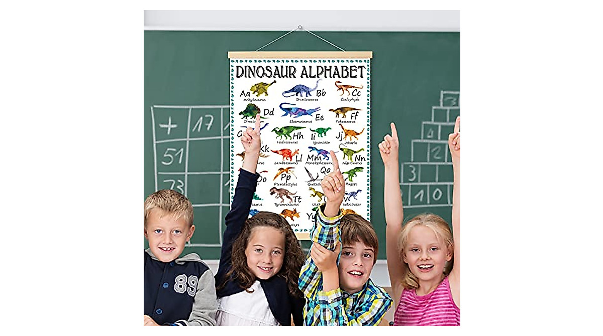 Fun Dinosaur Alphabet Chart | Educational Kids Decor & Poster