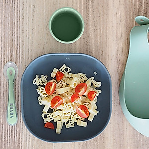 Beaba 100% Silicone 4 Piece Baby Feeding Set, Suction Plates for Baby, Includes Baby Plate, Baby Bowl, Baby Cup, 2nd Stage Silicone Spoon, High Grade Food Safe Silicone, Baby Must Haves, Mineral