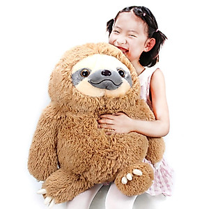 Winsterch Large Fluffy Sloth Stuffed Animal,Plush Stuffed Animals,Big Stuffed Plush Sloth Toy,Birthday Christmas for Kids Boys Girls,Cute Sloth Plushies Toy