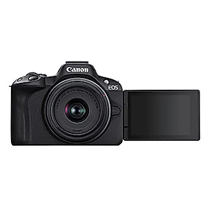 Canon EOS R50 Mirrorless Vlogging Camera (Black) w/RF-S18-45mm F4.5-6.3 is STM & RF-S55-210mm F5-7.1 is STM Lenses, 24.2 MP, 4K Video, Subject Detection & Tracking, Compact, Smartphone Connection