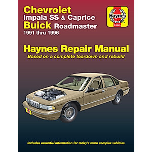 Chevrolet V8, Impala SS, Caprice & Buick Roadmaster (91-96) Haynes Repair Manual (Does not include information specific to V6 models. Includes vehicle ... exclusion noted) (Haynes Repair Manuals)