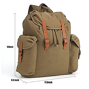 WINTMING Vintage Canvas Backpack Women Men Travel Rucksack Casual Laptop Backpack (Khaki)