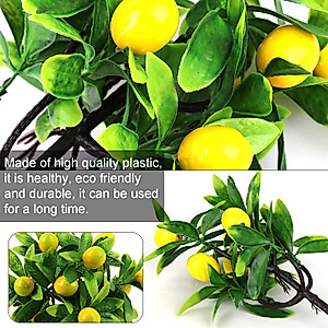 WIVAYE Artificial Lemon Tree Plant Decor, 9.65 Lemon Tree Indoor Plant, Artificial Flowerpot Lemon Bonsai for Office Table Stair Balcony Garden Home Decor, 3.74 x 9.65inch