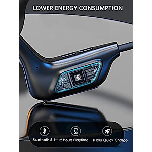 Gorbiller Bone Conduction Headphones,Open Ear Bluetooth Wireless Headphones with Microphone,Noise Canceling Sweatproof Ultralight Workout Headphones for Running,Working,Cycling,Driving,Gym (Black)