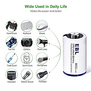 EBL CR2 Lithium Battery, 3 Volt 800mAh Photo Battery for Mini 25, Mini 50, Golf Rangefinder, Flashlight, Electronic Toys, Alarm Systems (CR2-8 Count)