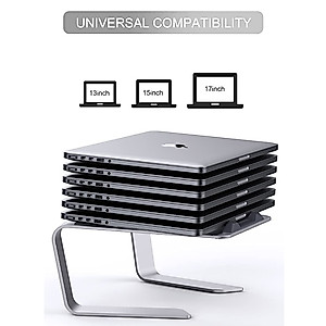 GodSpin Laptop Stand, Aluminum Computer Riser, Ergonomic Detachable Portable Aluminum Notebook Stand Elevator for Desk, Compatible with MacBook Air Pro, Dell XPS, HP, 10 to 17 Inch Laptops (Gray)