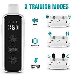 Bousnic Shock Collar for Dogs - Waterproof Rechargeable Dog Electric Training Collar with Remote for Small Medium Large Dogs with Beep, Vibration, Safe Shock Modes (8-120 Lbs) (Grey)