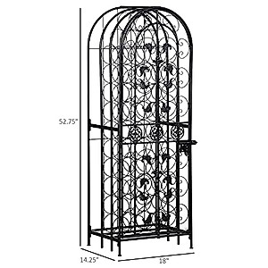 HOMCOM 45-Bottle Modern Wine Organizer Decorative Portable Wrought Iron Wine Rack Jail