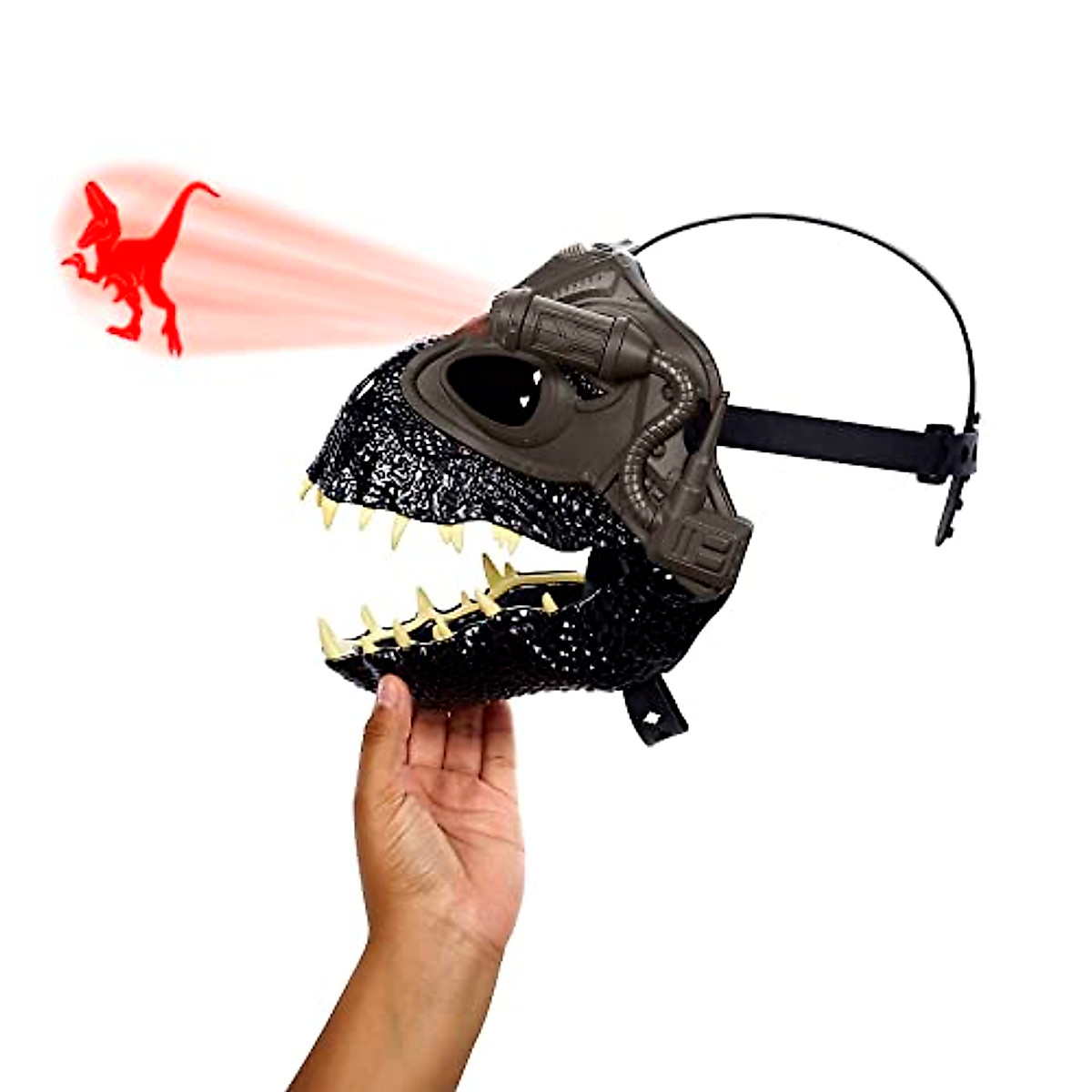 Mattel Jurassic World Track 'n Roar Dinosaur Mask with Tracking Gear, Light & Sound, Indoraptor Role-Play & Costume