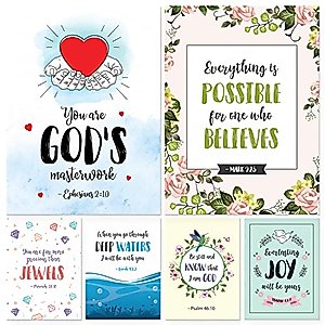 Scripture Cards - Set of 48 Boxed Bible Verse Blank Note Cards with Envelopes - Christian Greeting Cards/Inspirational Prayer Cards, 6 Designs. Christian Stationary with Bible Verses