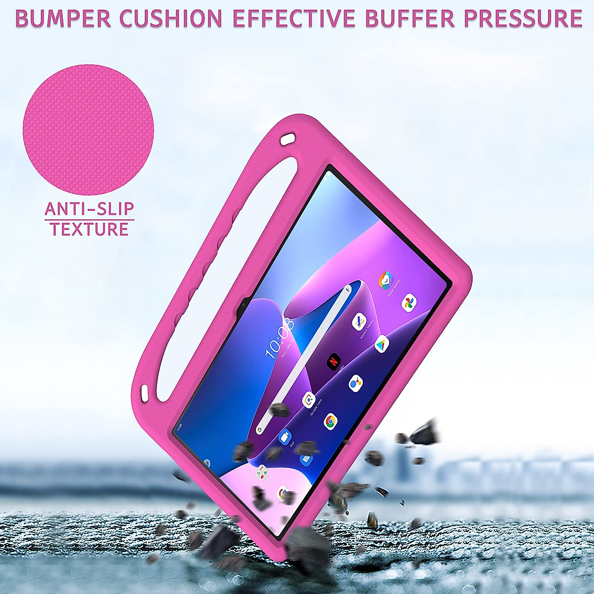 ATOOZ for Lenovo Tab M10 Plus (Gen 3) Case 10.6-inch 2022, Kids Case Cover with Shockproof Handle Stand for Lenovo Tab M10 Plus 3rd Gen (TB125FU / TB128FU / TB128XU) 10.6" Tablet (Rose)