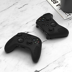 eXtremeRate PlayVital Black 3D Studded Edition Anti-Slip Silicone Cover Skin for Xbox Series X/S Controller, Soft Rubber Case Protector for Xbox Core Wireless Controller with 6 Black Thumb Grip Caps