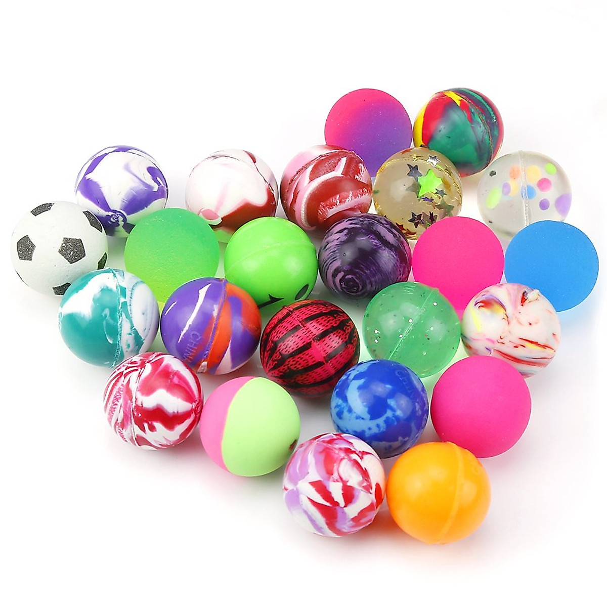 Pllieay 24 Pieces Bouncy Balls Small Bouncy Balls for Kids, Rubber Balls 25mm Mixed Color Party Bag Filler for Party Favors, Christmas Stocking Stuffers, Classroom Prizes, and Pet toy
