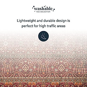 Linon Home Decor Products The Anywhere Washable Rug Yarit Garnet & Ivory 3' X 5' Accent Rug