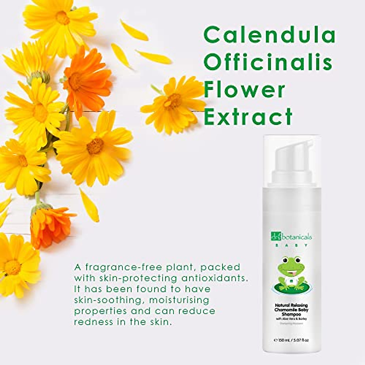 Dr Botanicals Natural Relaxing Chamomile Baby Shampoo with Aloe Vera and Barley| | Natural, Vegan & Dermatologically Tested | 5.07 FL Oz