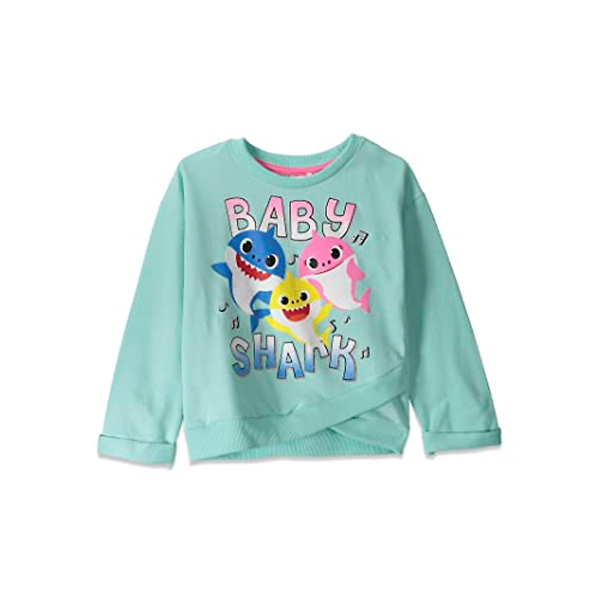 Pinkfong Baby Shark Toddler Girls Crossover Long Sleeve Top Legging Set Blue 5T