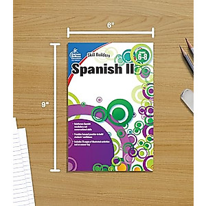 Carson Dellosa Skill Builders Level 2 Spanish Workbook for Kids Grades 6-8, Spanish Vocabulary Builder for Kids Ages 11-14, 6th– 8th Grade Spanish Workbook, Learn Spanish Parts of Speech, Time & More