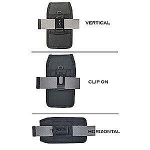 AISCELL Pouch Clip Holster for Moto G 5G,One 5G UW,One 5G ace, G Power 5G,G Stylus 5G (2023)(2022), Edge (2022)+(2021) Rugged Black Tactical Nylon Carrying Case Metal Belt Clip [Fit Cover Case on]