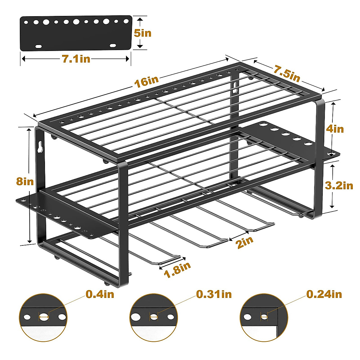 Mutilife Power Tool Organizer Heavy Duty Electric Drill Holder 3 Layers Cordless Drill Rack Holds Drill Storage Rack Wall Mount for 4 packsHandheld Power Tools Gifts for men
