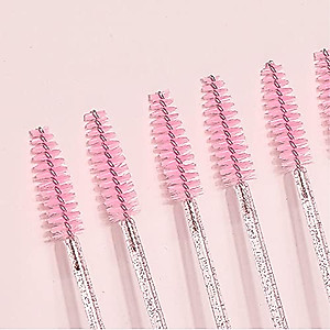 ZYIGYI 300 Pcs Disposable Mascara Wands, Pink Spoolies Eyelash/Eyebrow Brush for Eye Lash Extension