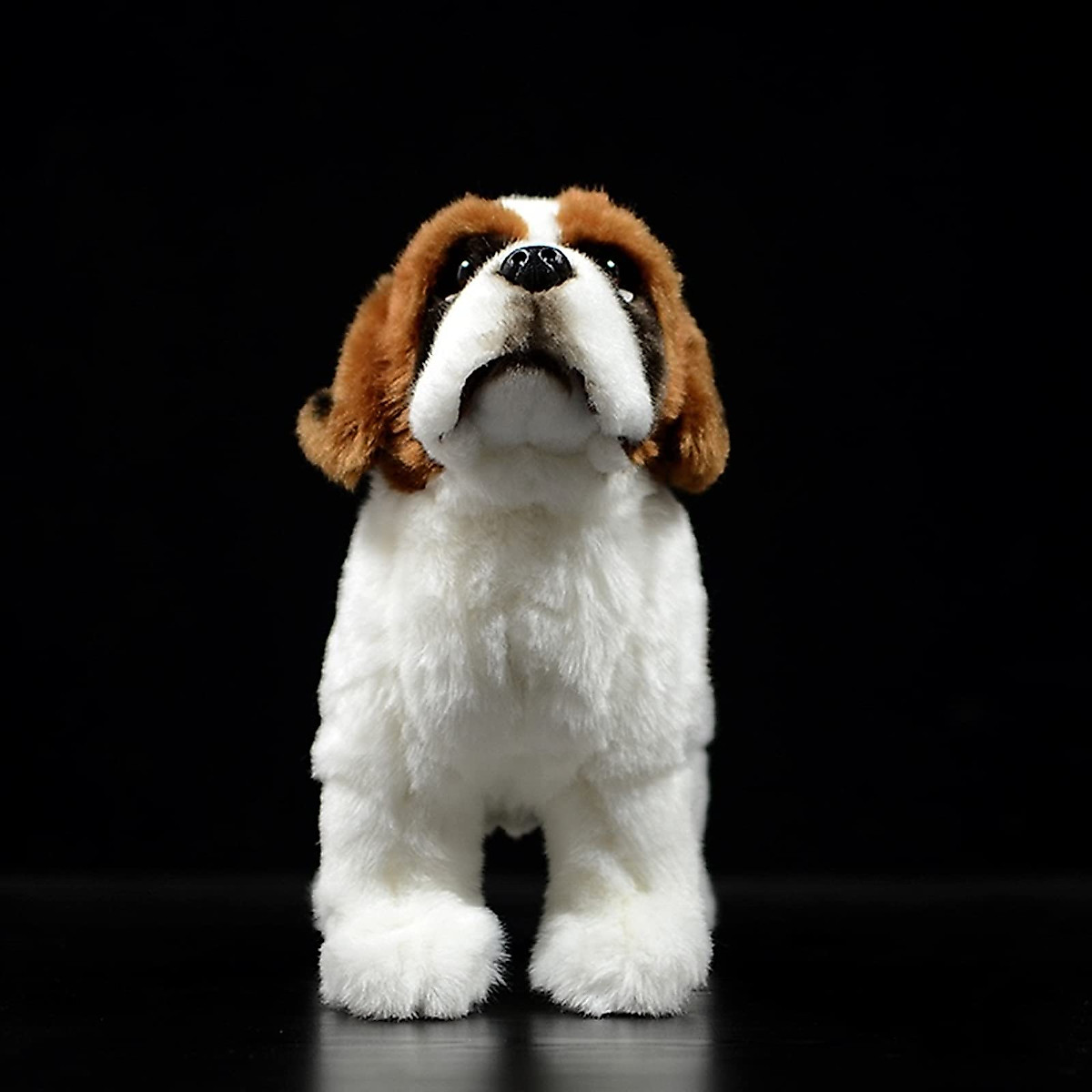 ZHONGXIN MADE Simulation Saint Bernard Dog Plush Toy - Realistic 12" Standing Soft Saint Bernard Pet Dog Stuffed Animal Puppy Model Toy, Unique Plush Gift Collection for Kids Birthday, Home Decor