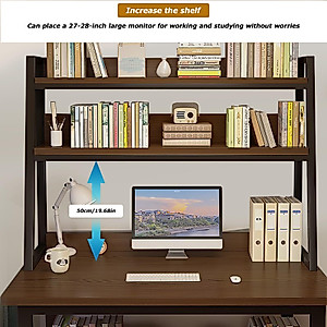 FPIGSHS Ladder Bookcase for Computer Desktop, 2-Tier Multipurpose Countertop Hutch Bookshelf, Multi-Function Storage Display Shelf Organizer Rack for Home Dorm Office Supplies (115CM)
