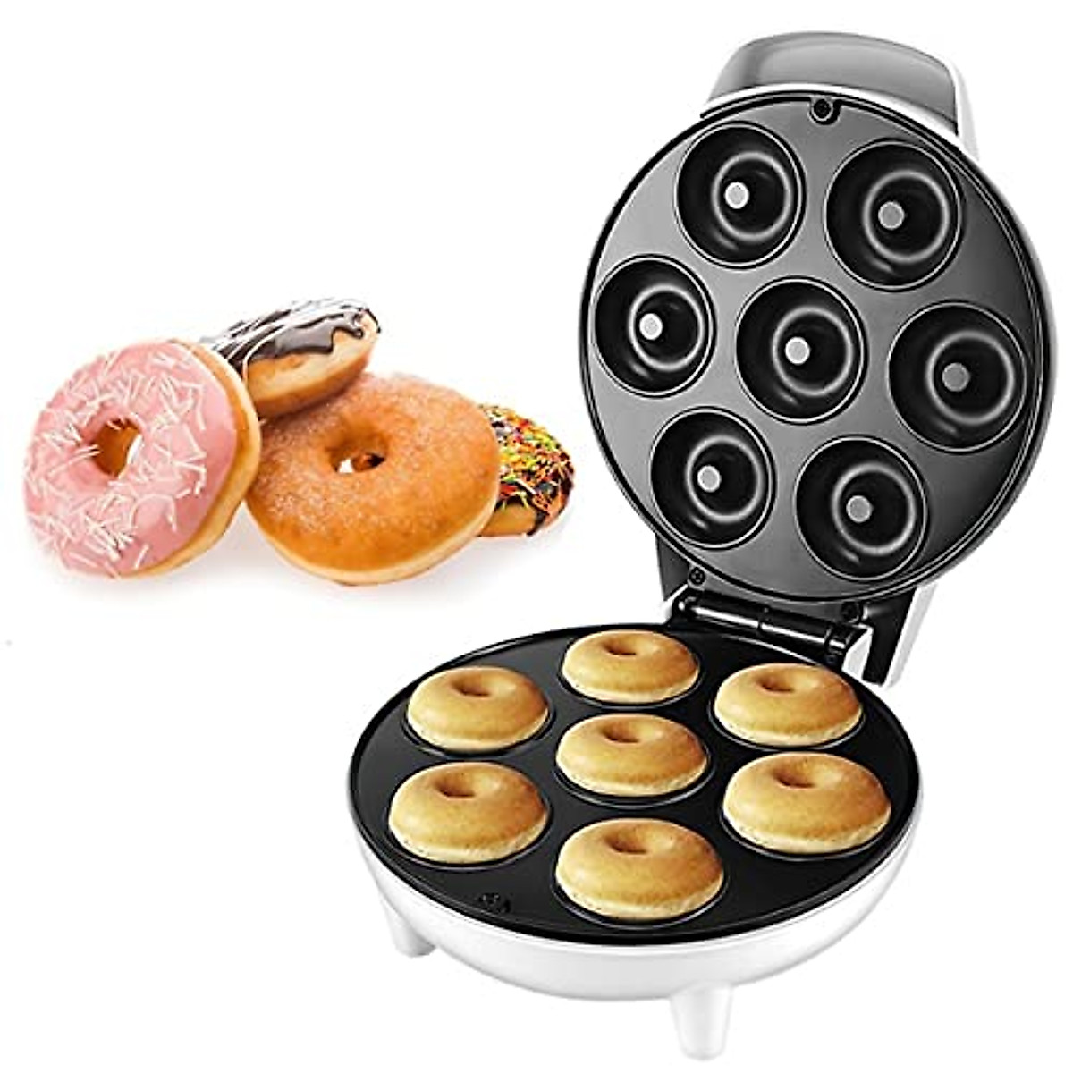 Mini Donut Machine, Makes 7 Donuts, Non-Stick Donut Maker Machine for Kid Friendly Dessert or Snack