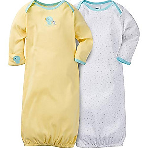 Gerber Baby 2-Pack Gown, New Duck, 0-6 Months