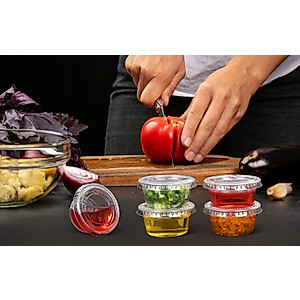 EDI Minimalist Clear 4 Oz 200 Sets Disposable Plastic Portion Cups with Leakproof Lids | Food Storage Cups | BPA Free | Recyclable