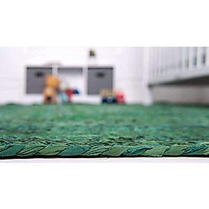 Unique Loom Braided Chindi Collection Area Rug - Layer (4' 1" x 6' 1" Rectangle, Green/ Hunter Green)