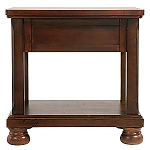 Signature Design by Ashley Porter Traditional Hand-Finished Rectangular Chair Side End Table, Dark Brown