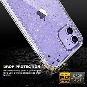 Diaclara iPhone 12 Mini Case - Full Body Rugged Case with Built-in Touch Sensitive Screen Protector, Soft TPU Bumper for iPhone 12 Mini 5.4" (Clear Glitter)