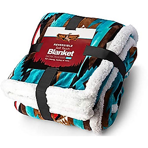 TrailCrest Ultra Soft Sherpa Fleece Throw Blanket, Cozy Plush Adult Blanket for Men & Women, Reversible with Aztec Prints, Machine Washable, 8 Colors