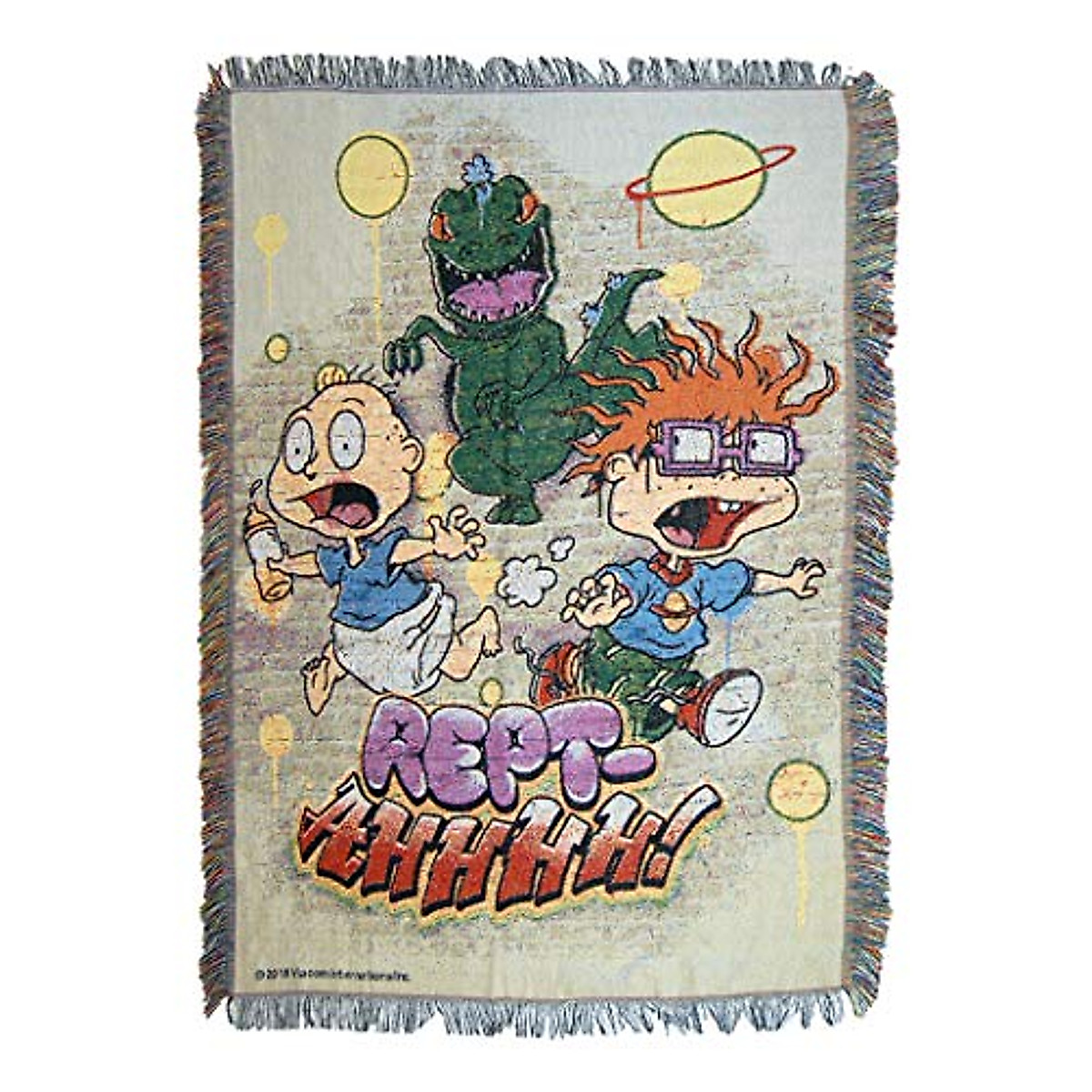 Nickelodeon's Rugrats Nick Rewind, "Reptahhhh" Woven Tapestry Throw Blanket, 48" x 60", Multi Color