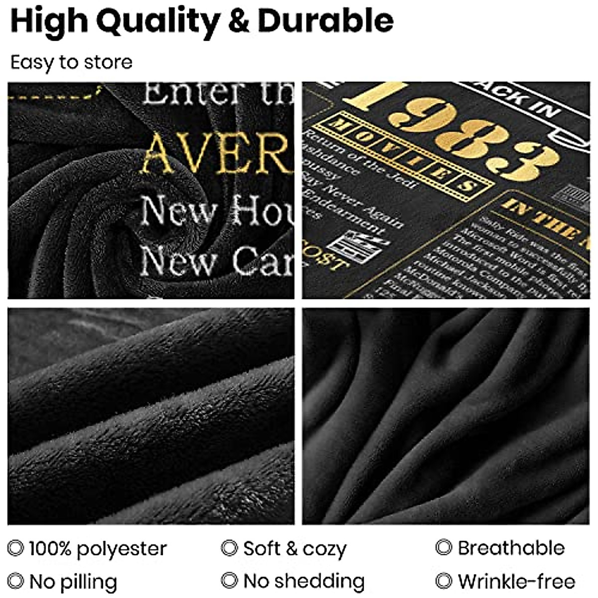 40th Birthday Gifts for Women or Men, Ultra-Soft Micro Flannel Fleece Throw Blanket, Perfect 1983 Birthday Gifts Ideas, Happy 40th Birthday Decorations, 40 Year Old Gifts for Men Women (1983-g)