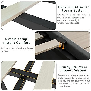 Loomie King Lift Up Bed Frame with Charging Station & LED Lights, Upholstered Bed with Button Tufted Wingback Storage Headboard, Hydraulic Storage, No Box Spring Needed, Wood Slats Support,Dark Grey