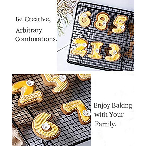 HoaBoly Large Number Cookie Biscuit Cutters Set 3 Inches, 9 Piece Stainless Steel Numbers Cutter Set Tools for Kitchen,Baking