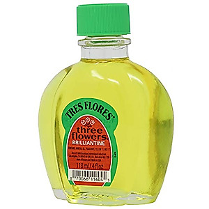 Three Flowers Brilliantine, Men Hair Styling Oil, Anti-Frizz, 2-Pack of 4 FL Oz, Bottles, amber