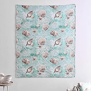Barefoot Bungalow Ocean Throw Blanket, 50 x 60-inch, Turquoise