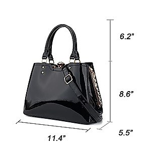 Style Strategy black purses patent leather Satchel handbags for women Top Handle with kiss lock Shoulder bags crossbody for women