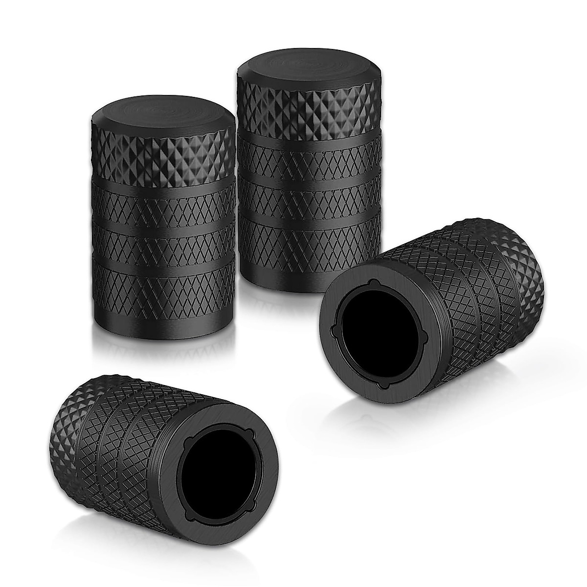 UGSHY 4 PCS Tire Valve Stem Caps for Car, Alloy Tire Valve Cap Set, Universal for Cars Trucks Motorcycles SUVs (Black)
