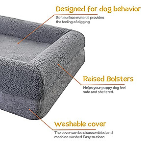 Hygge Hush Dog Beds for Large Dogs, Orthopedic Large Dog Bed Memory Foam Soft Portable Pet Sofa Waterproof Dog Bed Durable Pet Bed with Non-Skid Bottom and Washable Removable Cover